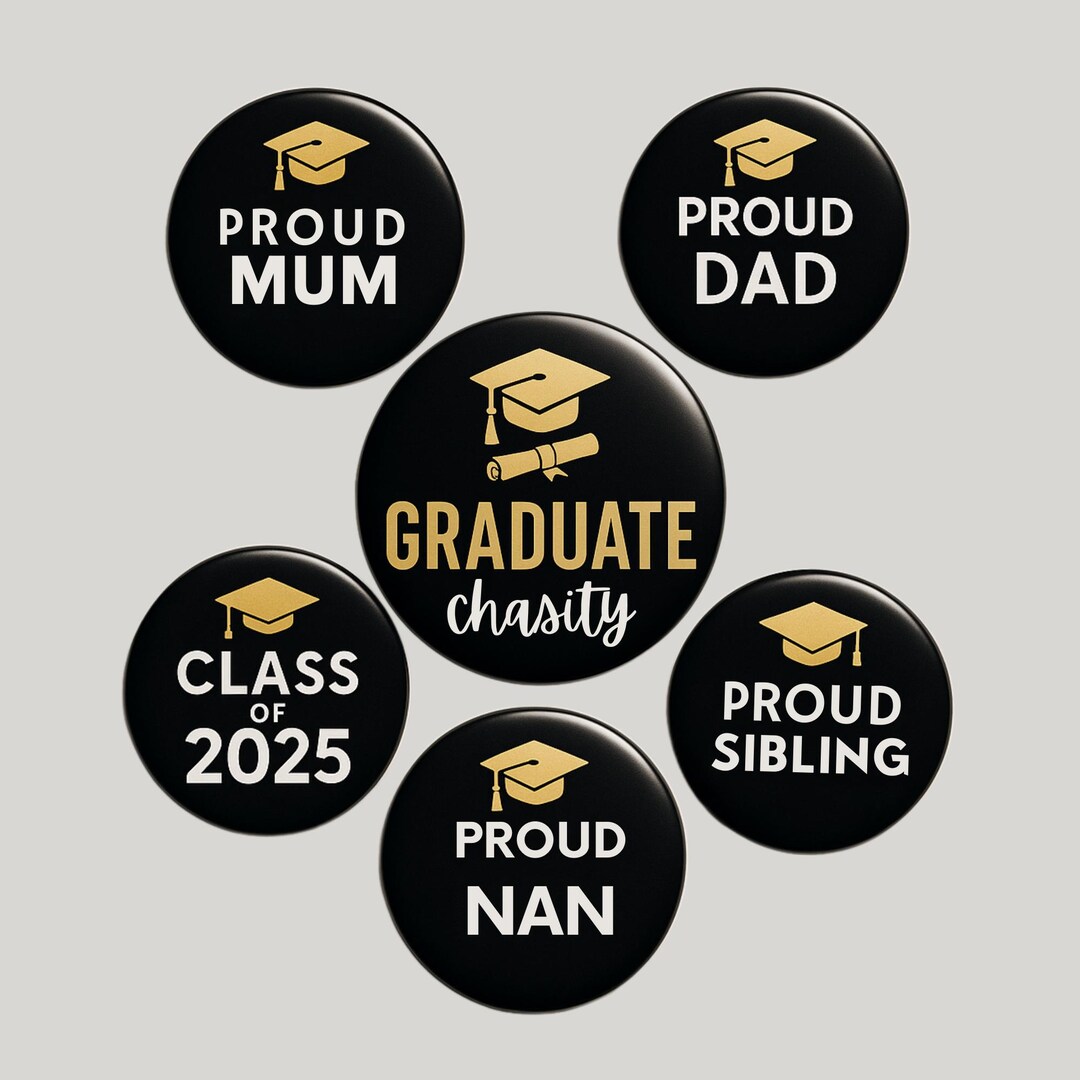 Graduation Badge Set – 6 Custom 75mm Pins | Camieroseuk - Etsy