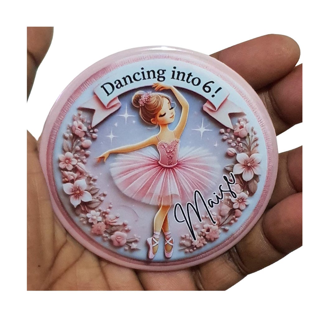 Camieroseuk Ballet Birthday Badge – Custom Name & Age, Ballerina Party ...
