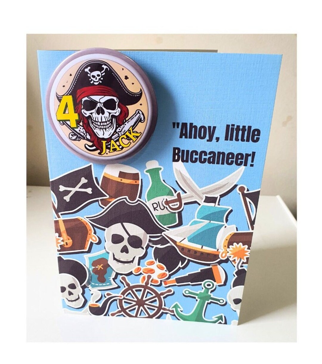 Pirate Theme Birthday Card, Customised Cards at Camieroseuk - Etsy