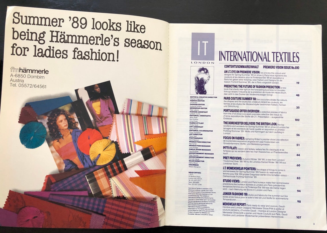 International Textiles 1989 - Etsy