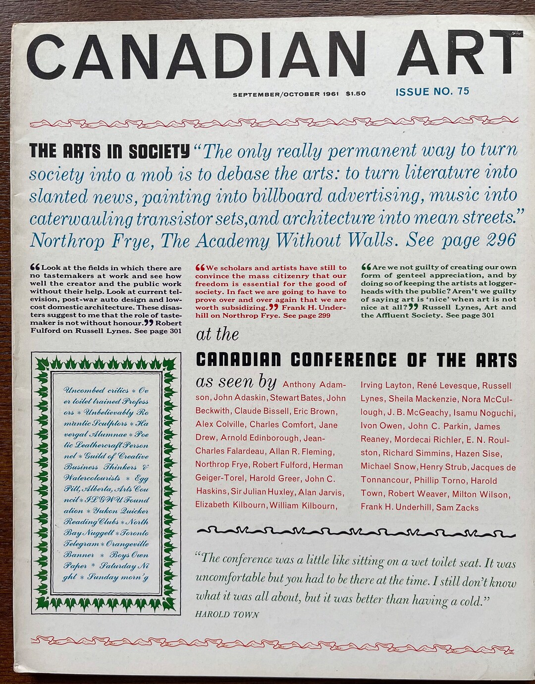 Pre-owned Vintage Rare Art Magazine Canadian Art 1961-visual Culture in ...