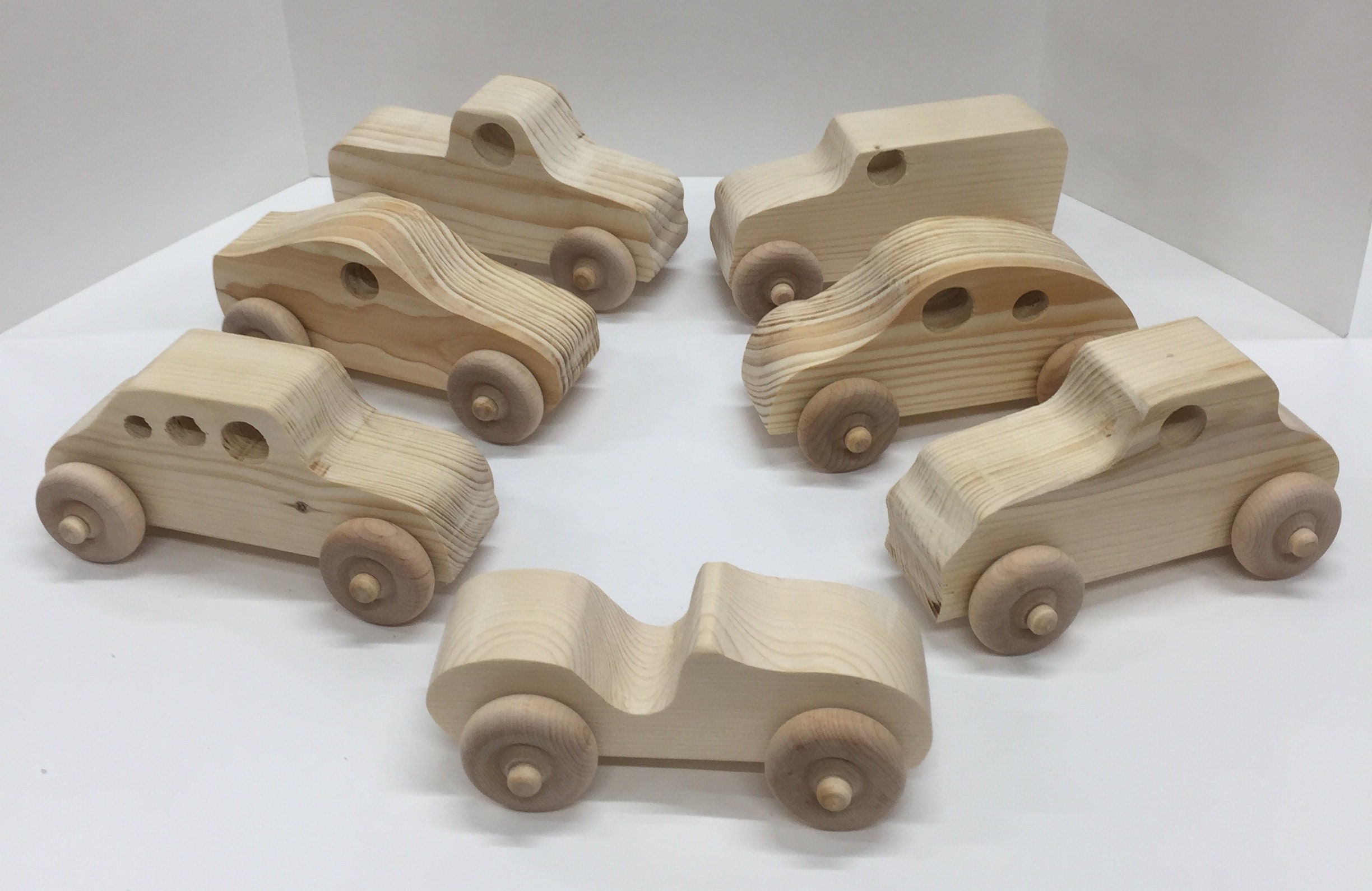 Wooden Toy Car and Truck Play Set 7 Finished or Unfinished | Etsy
