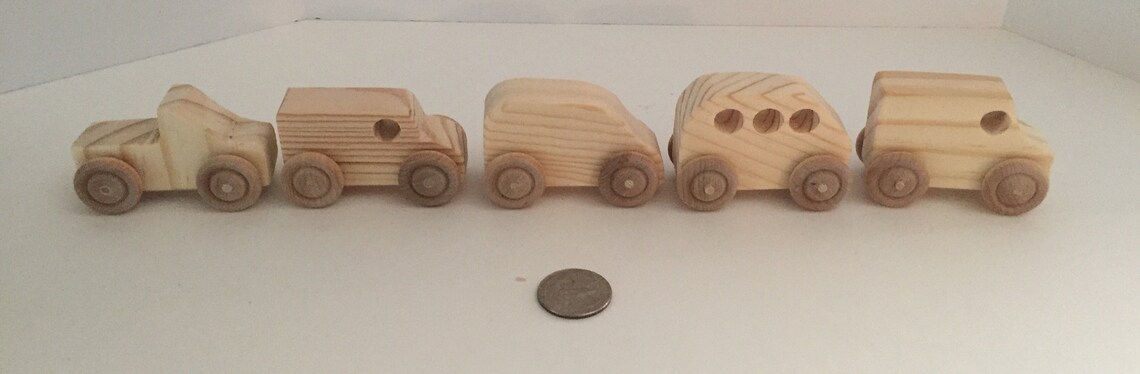 Mini Wooden Toy Car Set of 9 - Etsy