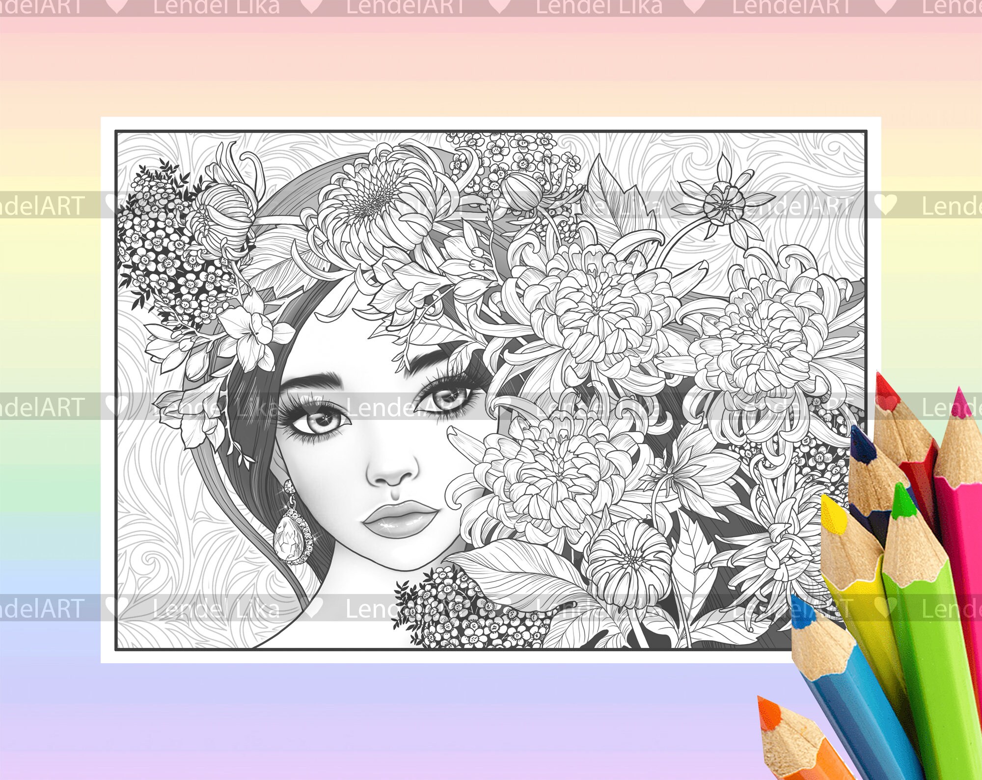 Printable Coloring Page Girl Portrait Coloring Page for - Etsy UK