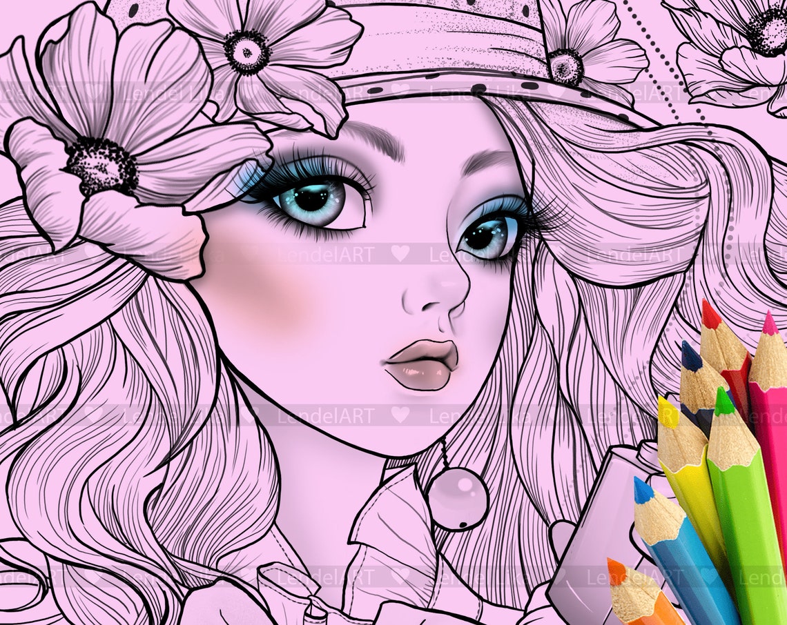 Printable Coloring Page Girl Portrait Coloring Page for - Etsy