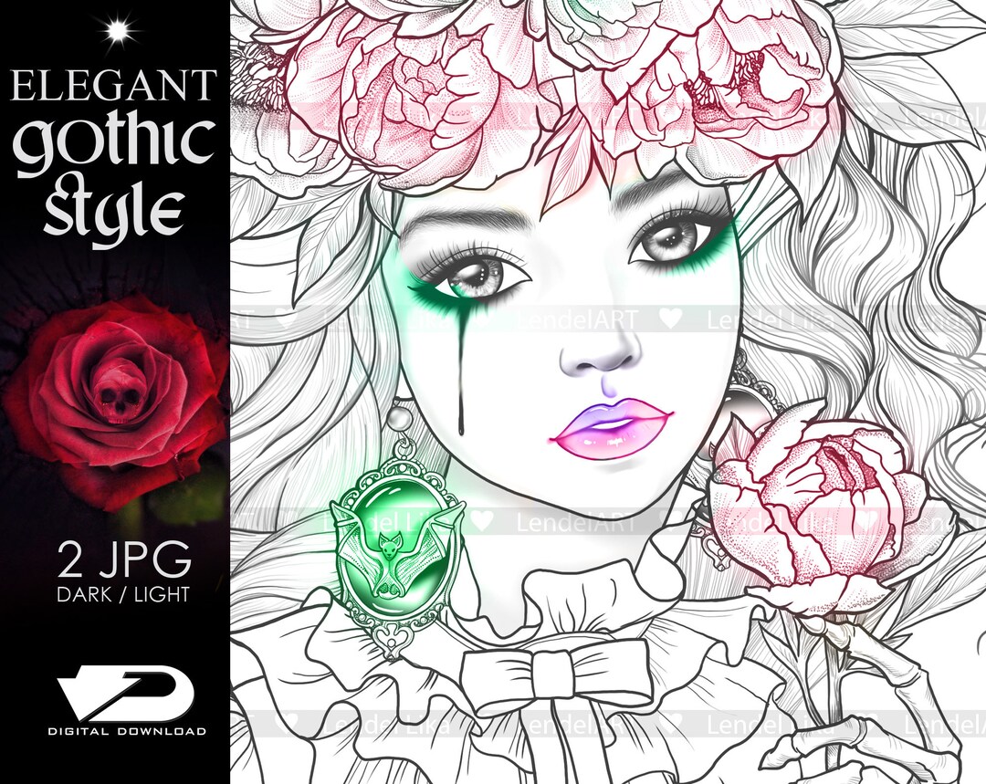 Vampire, Printable Coloring Page Girl Portrait, Coloring Page for ...