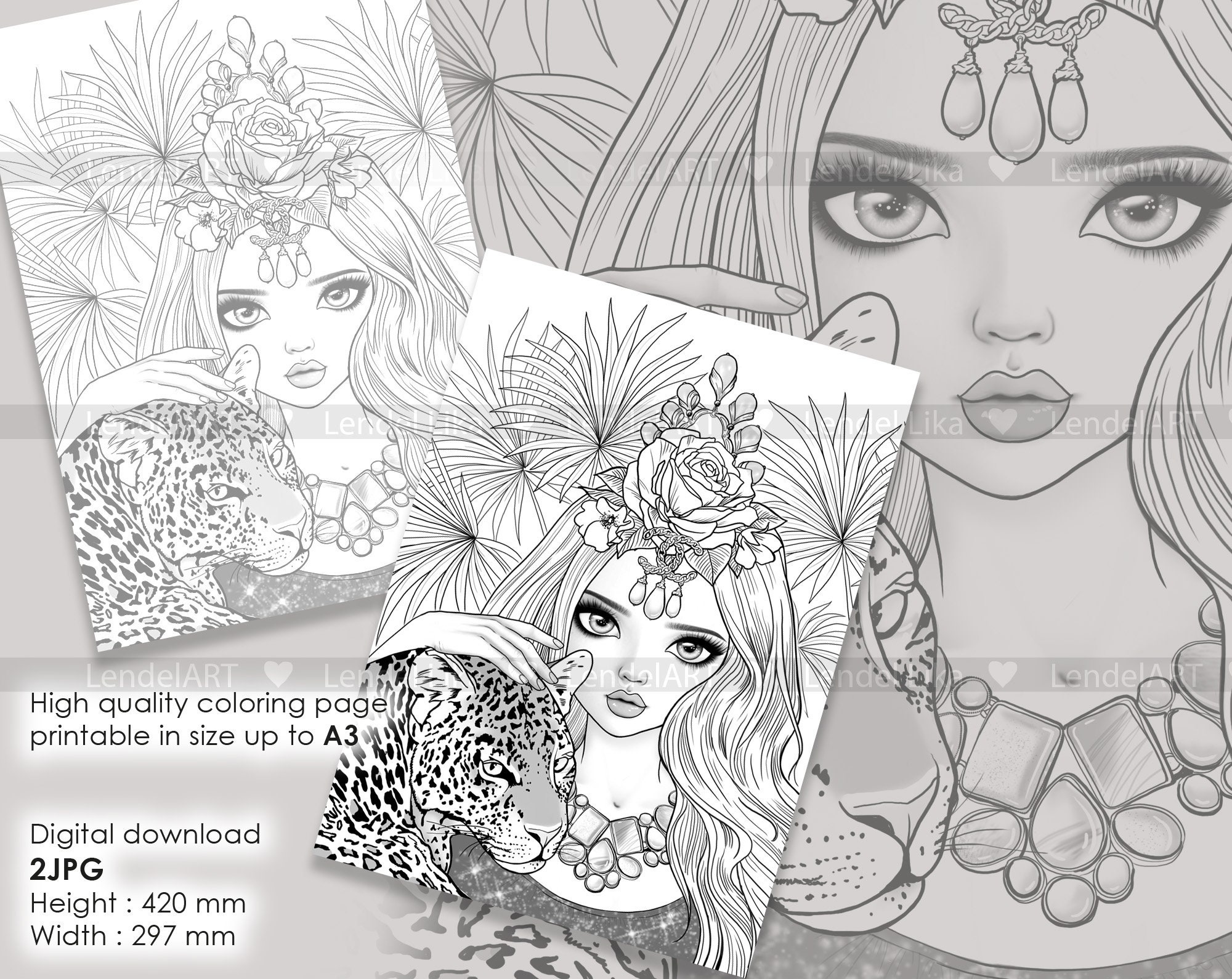 Printable Coloring Page Girl Portrait Coloring Page for - Etsy