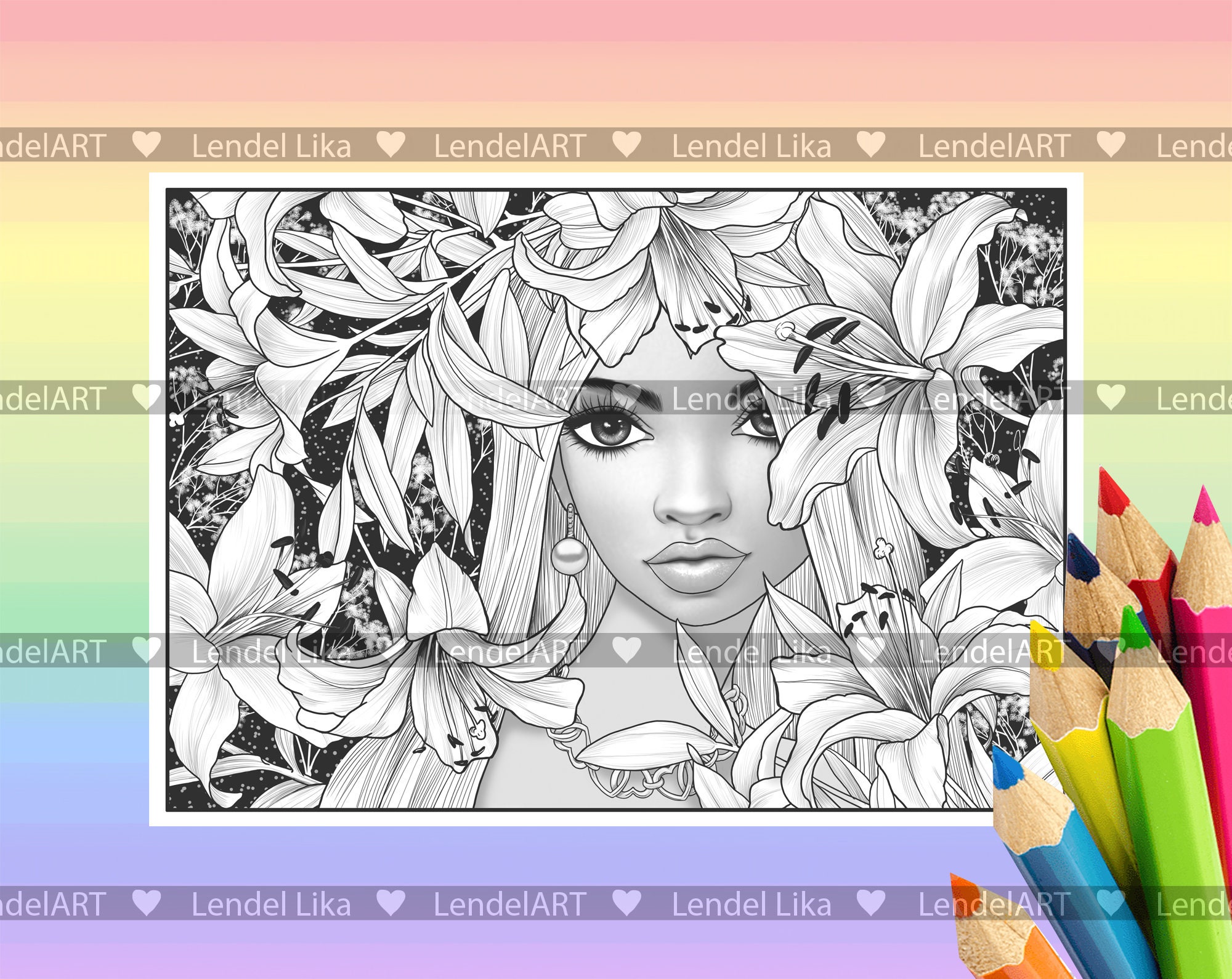 Coloring Page Girl Portrait Printable Coloring Beautiful - Etsy Hong Kong
