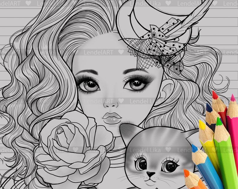 Printable Coloring Page Girl Portrait Coloring Page for - Etsy