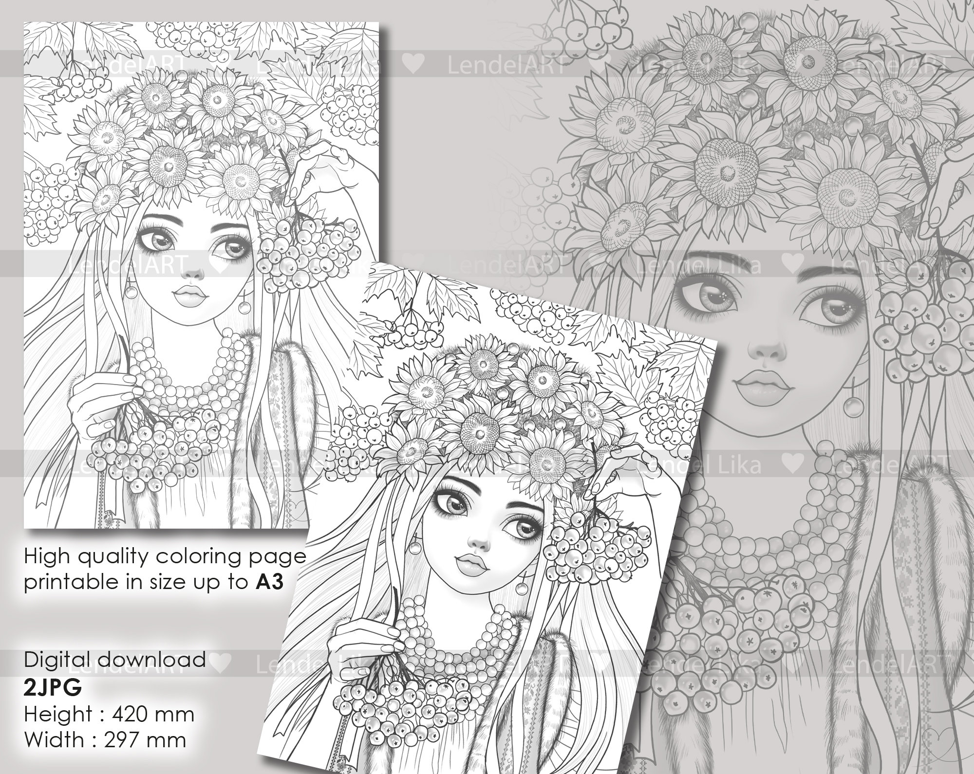Printable Coloring Page Girl Portrait Coloring Page for - Etsy UK