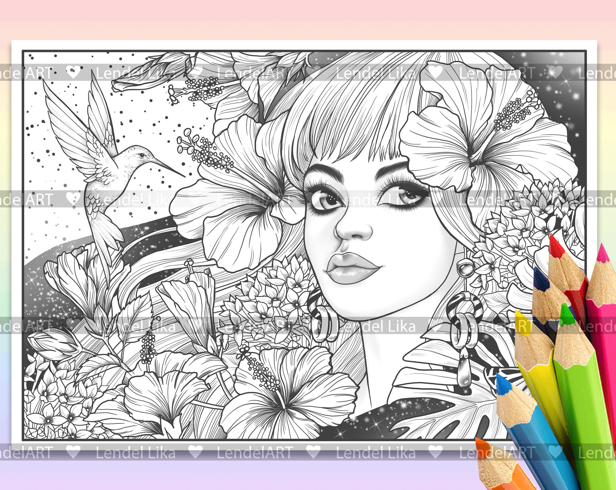 Printable Coloring Page Girl Portrait Coloring Page for - Etsy Australia