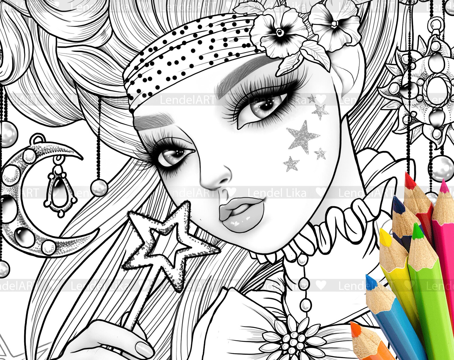 Printable Coloring Page Girl Portrait Coloring Page for - Etsy