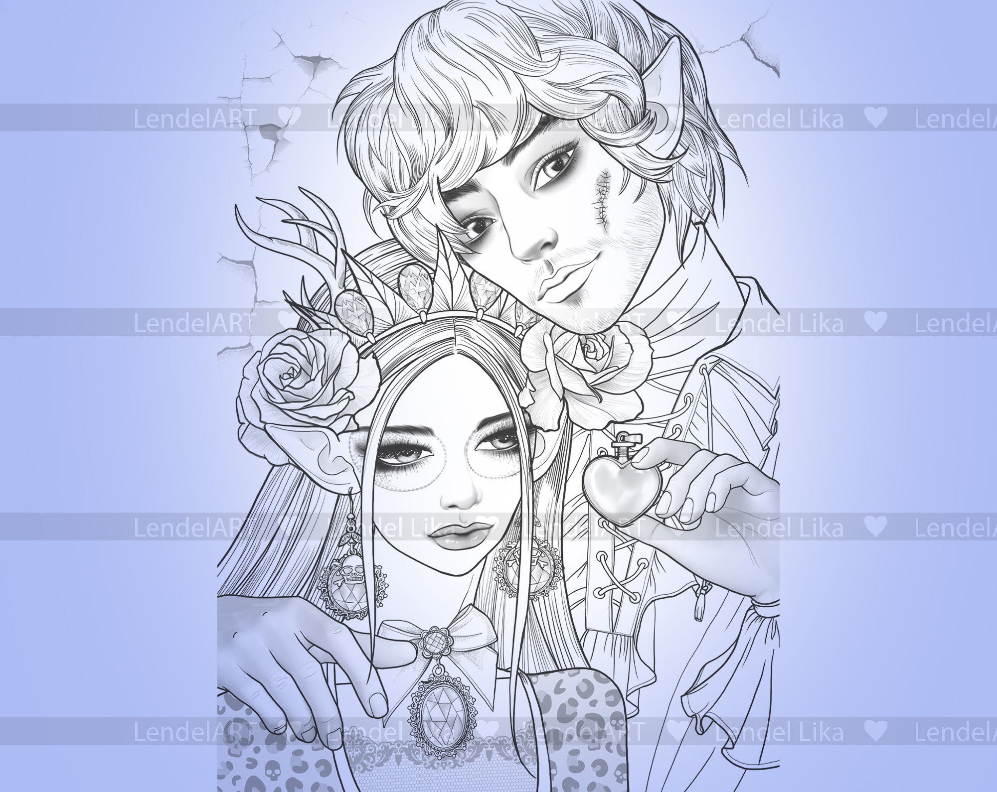 Vampires Printable Coloring Page Girl Portrait Coloring Page - Etsy Israel