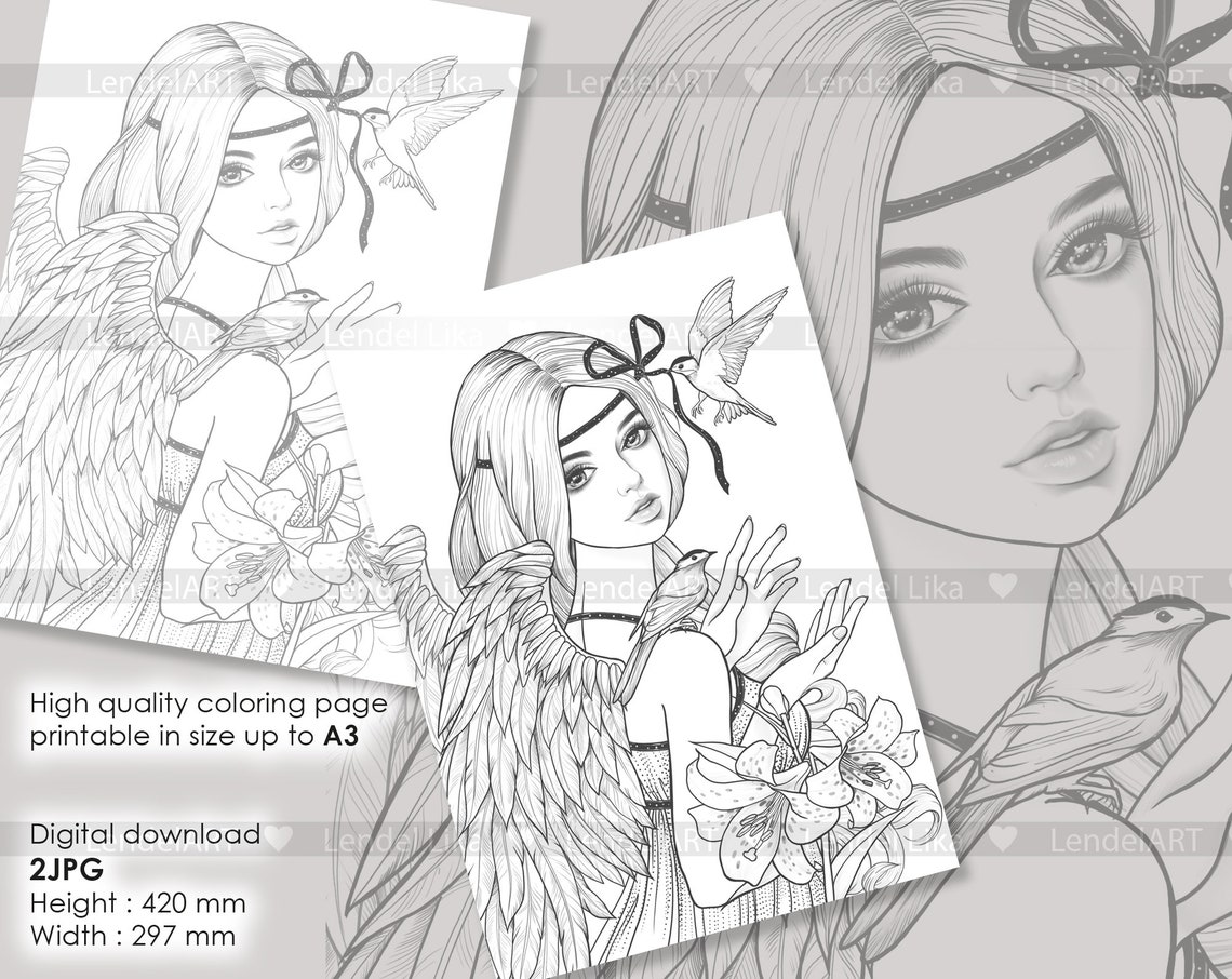 Printable Coloring Page Girl Portrait Coloring Page for - Etsy