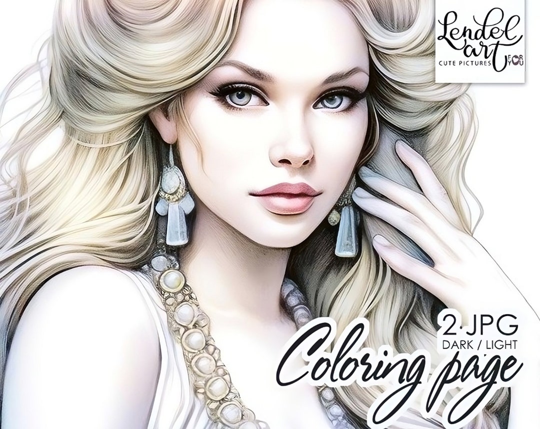 Isabel, Coloring Page for Adults, Beautiful Girl, Grayscale Coloring ...