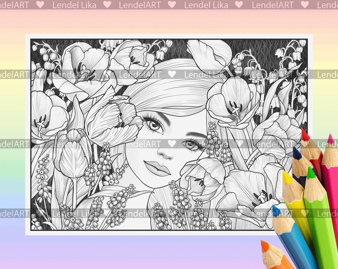 Printable Coloring Page Girl Portrait Coloring Page for - Etsy