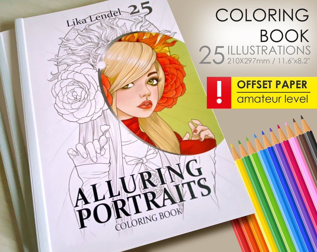 Coloring Book, Alluring Portrait, Coloring Book for Adults and Kids, 25 ...