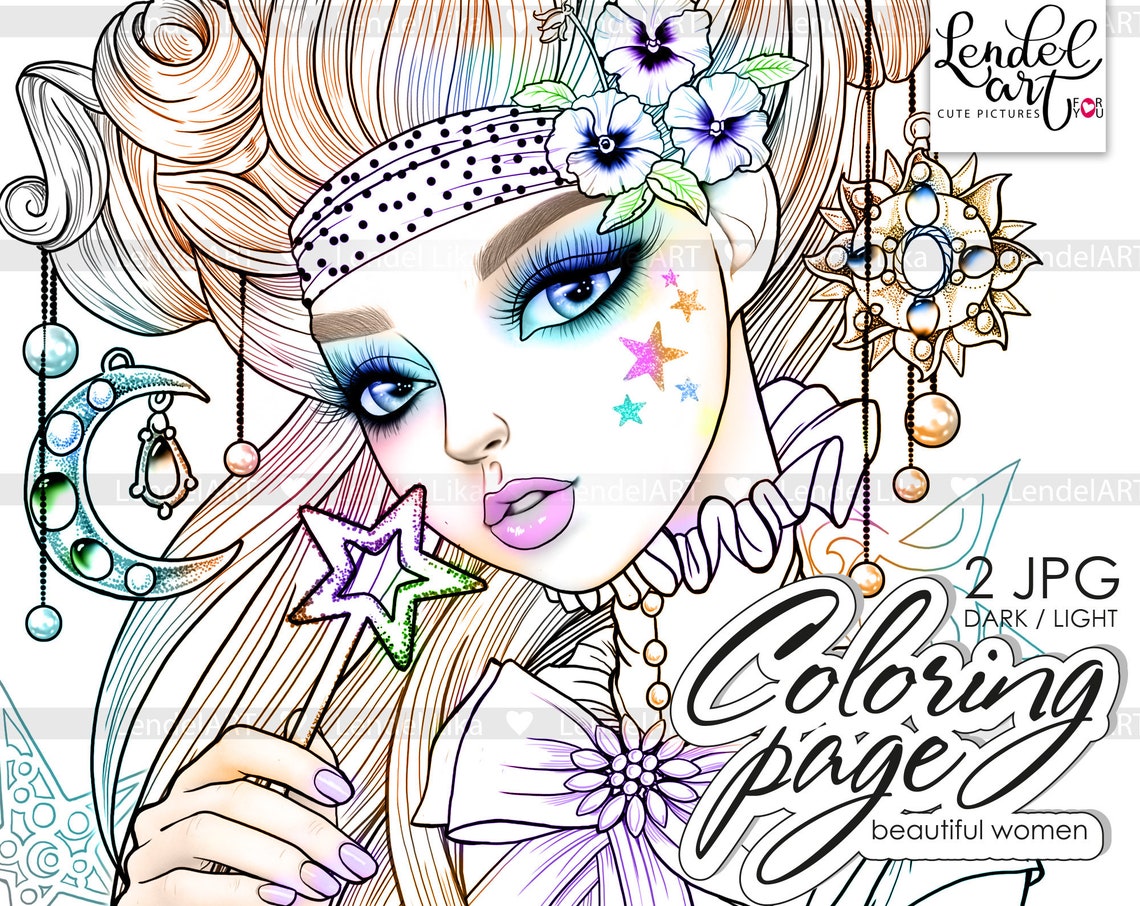 Printable Coloring Page Girl Portrait Coloring Page for - Etsy