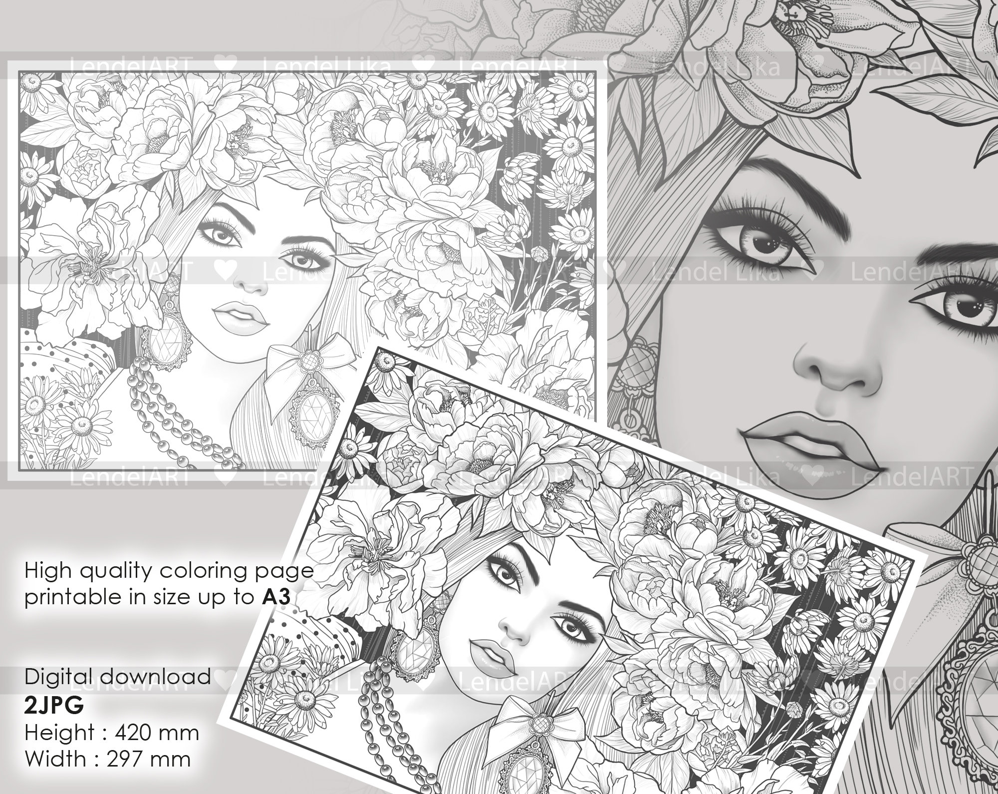 Printable Coloring Page Girl Portrait Coloring Page for - Etsy Canada