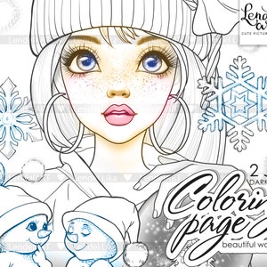 Winter, PORTRAIT, Printable Adult Colouring Pages Book Instant Download ...