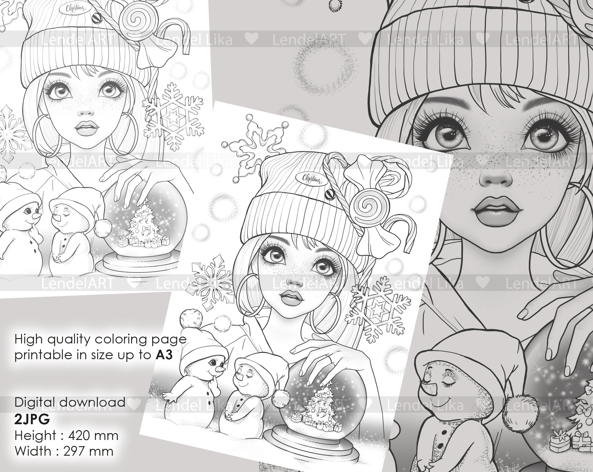 Winter PORTRAIT Printable Adult Colouring Pages Book Instant - Etsy