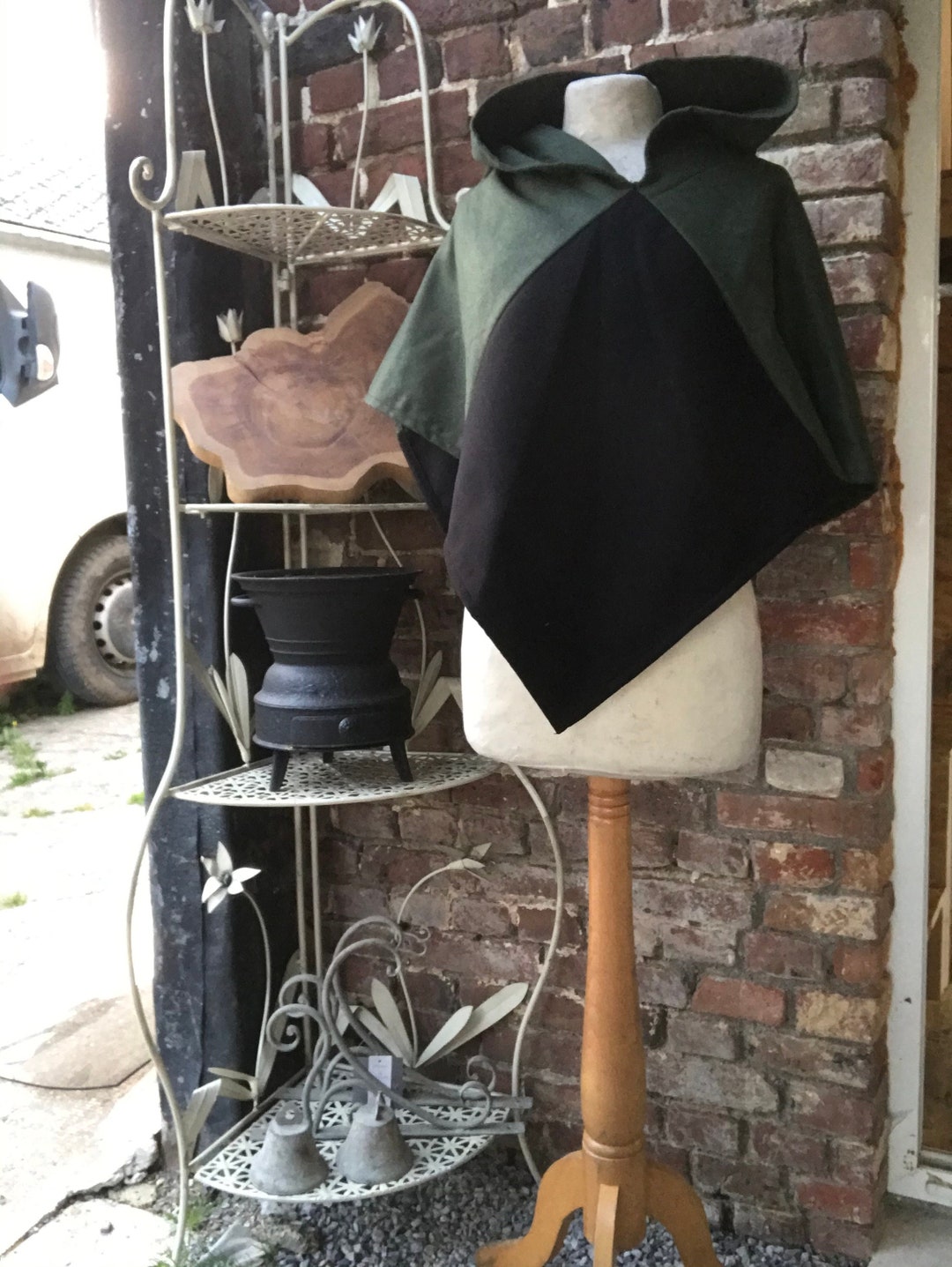 Cape Poncho Cape With Hood Capuchon Viking Hood Two-tone - Etsy