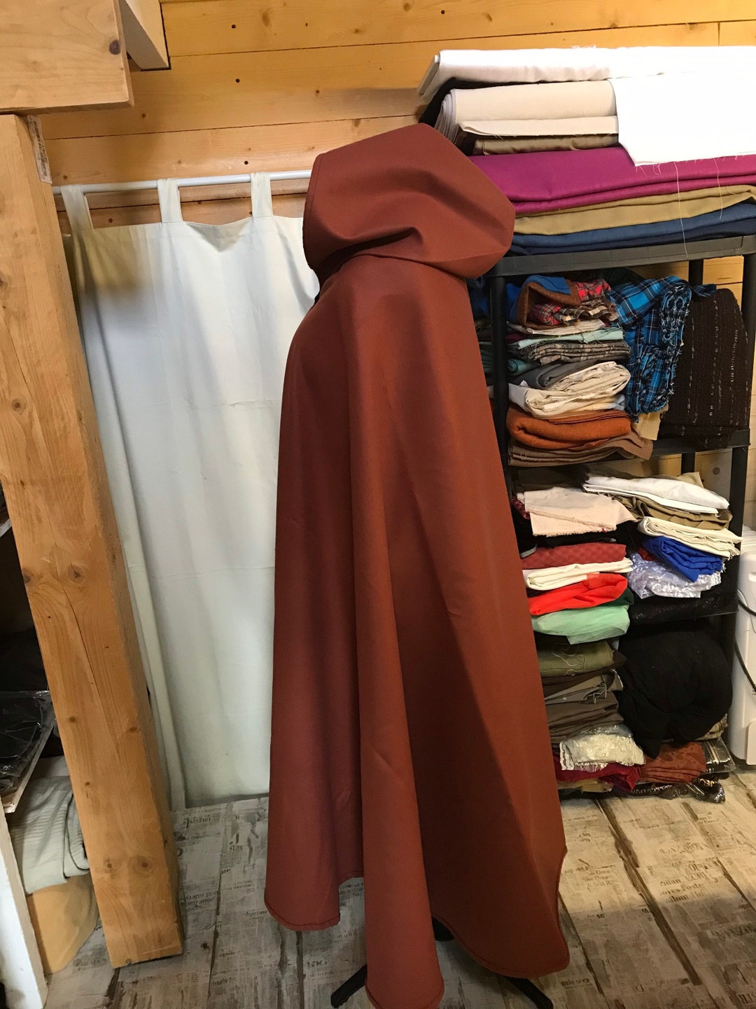 Cape, Long Round Hooded Cape, Covering Cape, Hooded Cape in Terra Brown ...