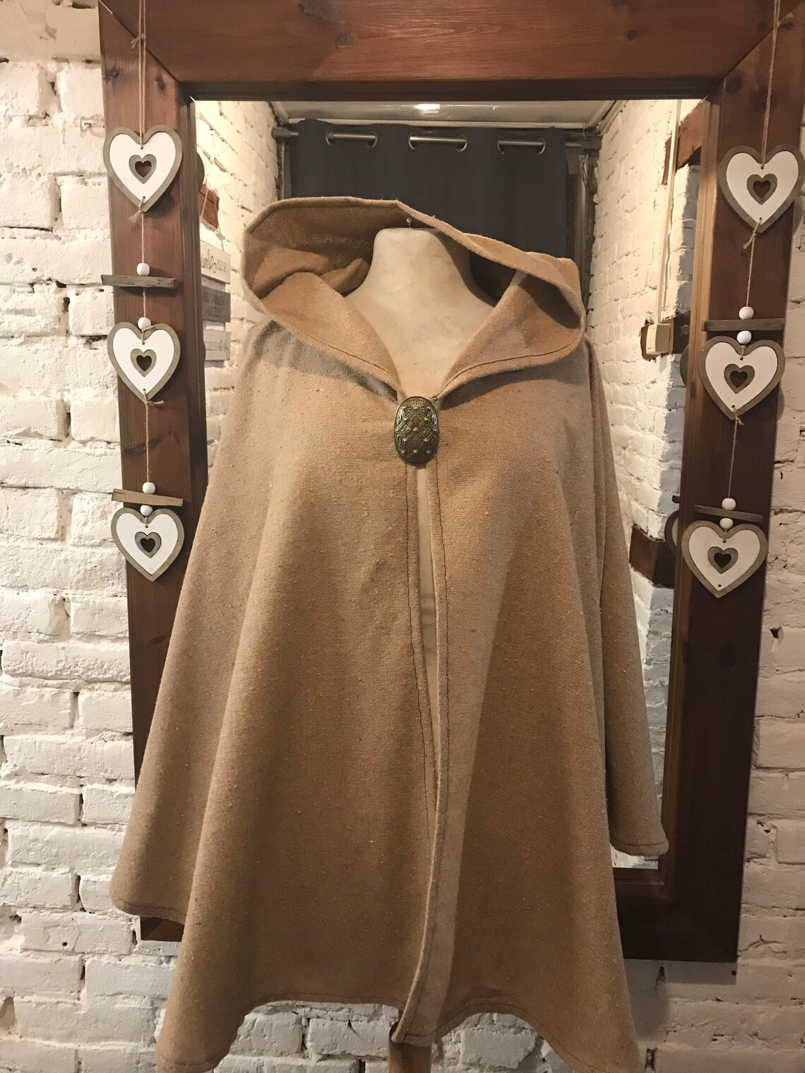 Short cape capelet capeline cape coat half season beige | Etsy