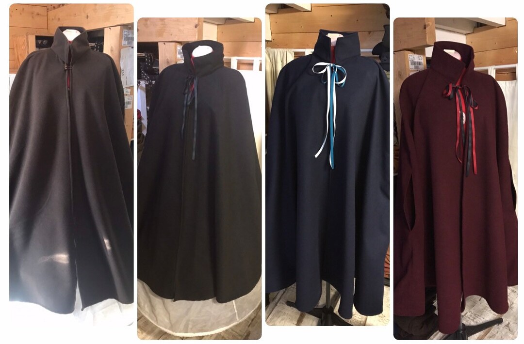 Cape Mid-length Cape Warm Cape With Collar and Ribbon or - Etsy