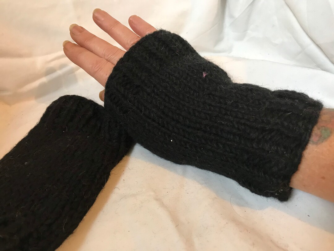 Knitted Wool Mitten, Short Fleece Lined Wool Sleeves, Warm Fleece Lined ...