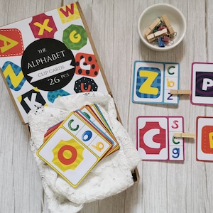 Alphabet Clip Cards Printables, Nursery Alphabet Cards, Printable ABC ...