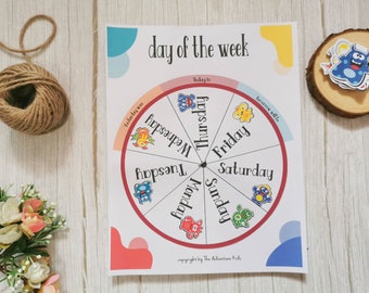 Days of the Week Poster & Activity Spinner - Kids Educational Prints ...