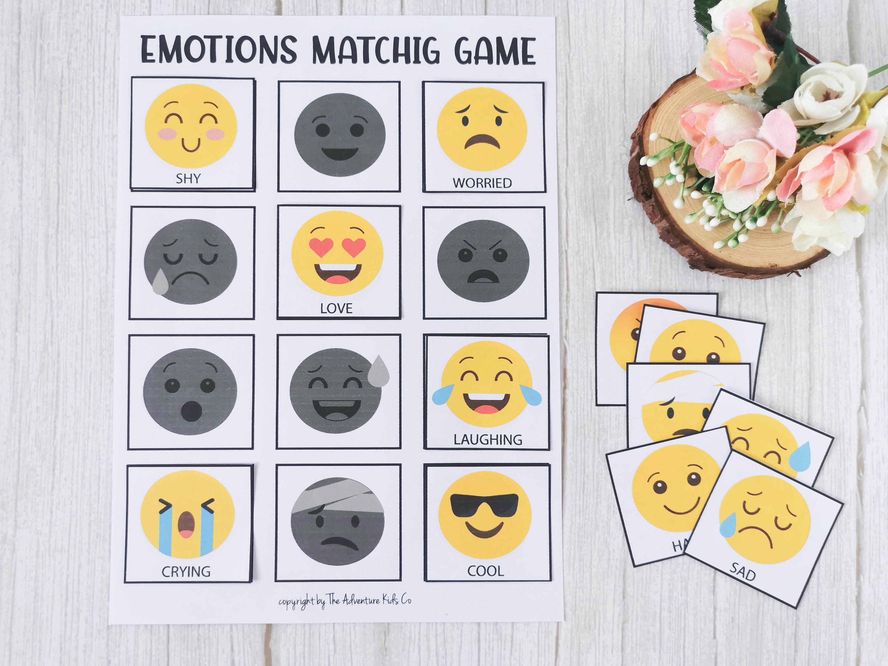 Preschool Emotions Matching Game Printable, Match the Emotions ...