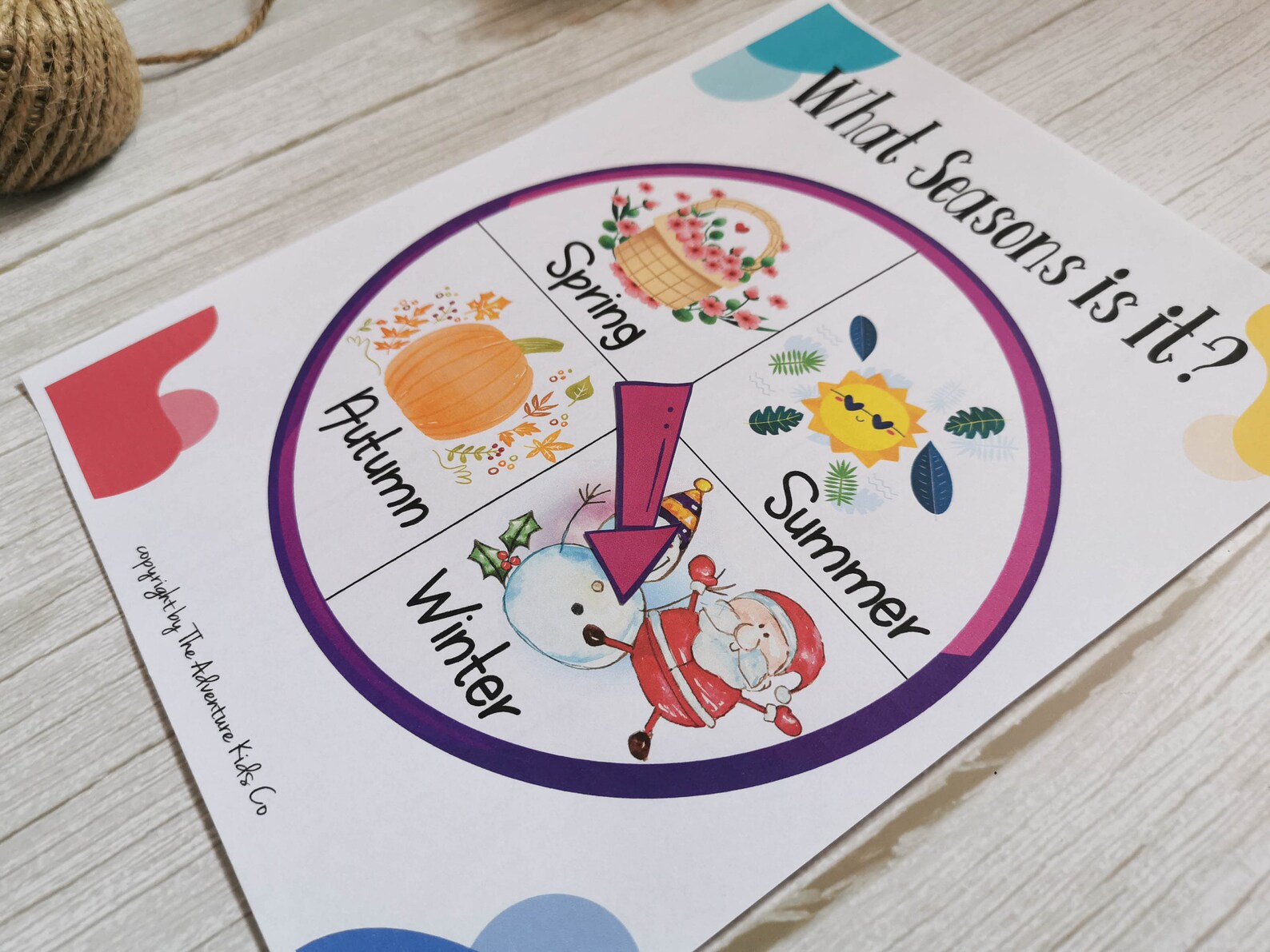 Preschool Season Wheel Printable, Season Learning Wheel, Season Spinner ...