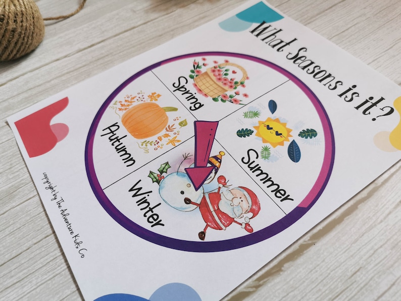 Preschool Season Wheel Printable, Season Learning Wheel, Season Spinner ...