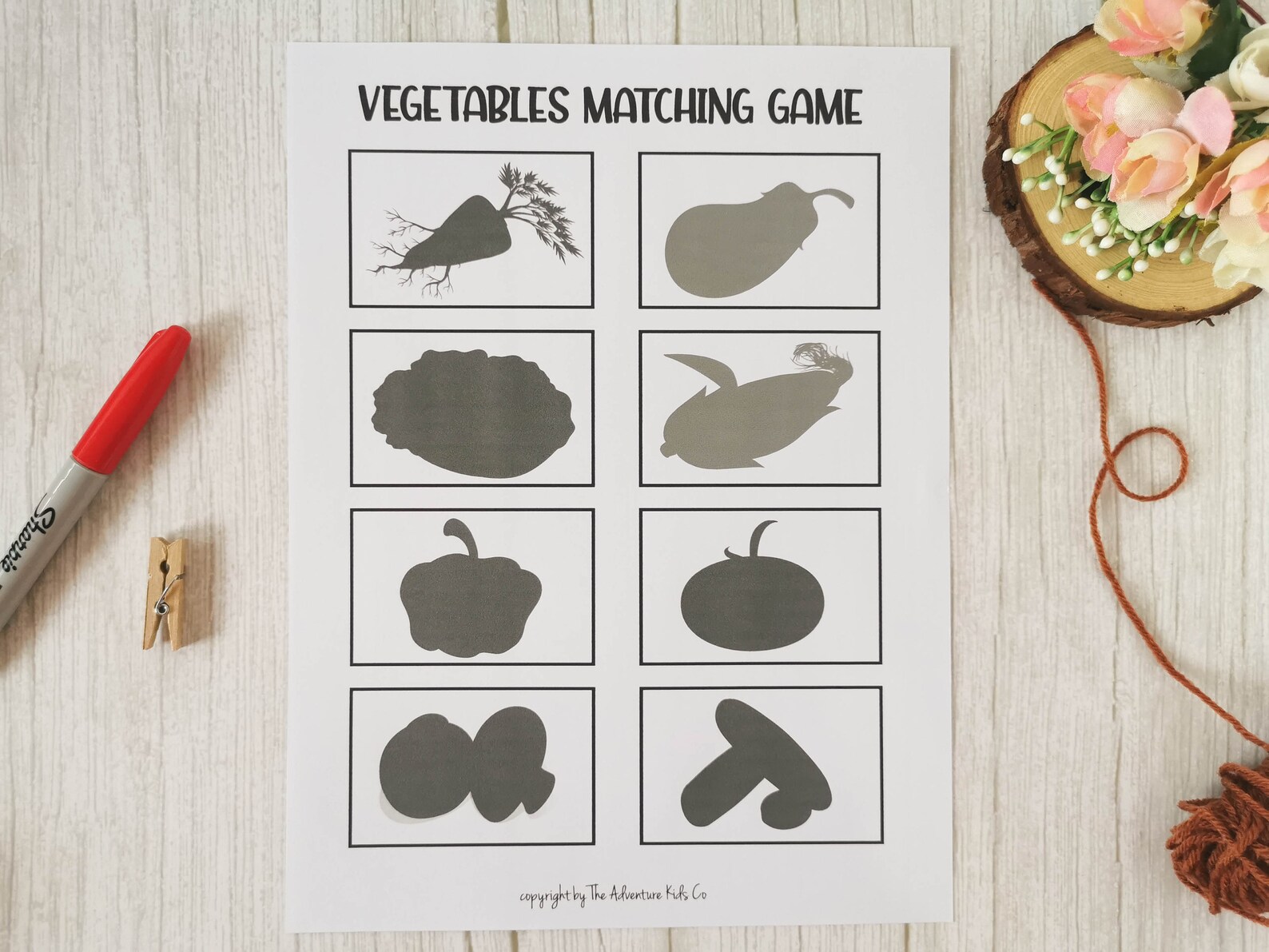 Vegetables Matching Game Printable, Match the Vegetables Game ...