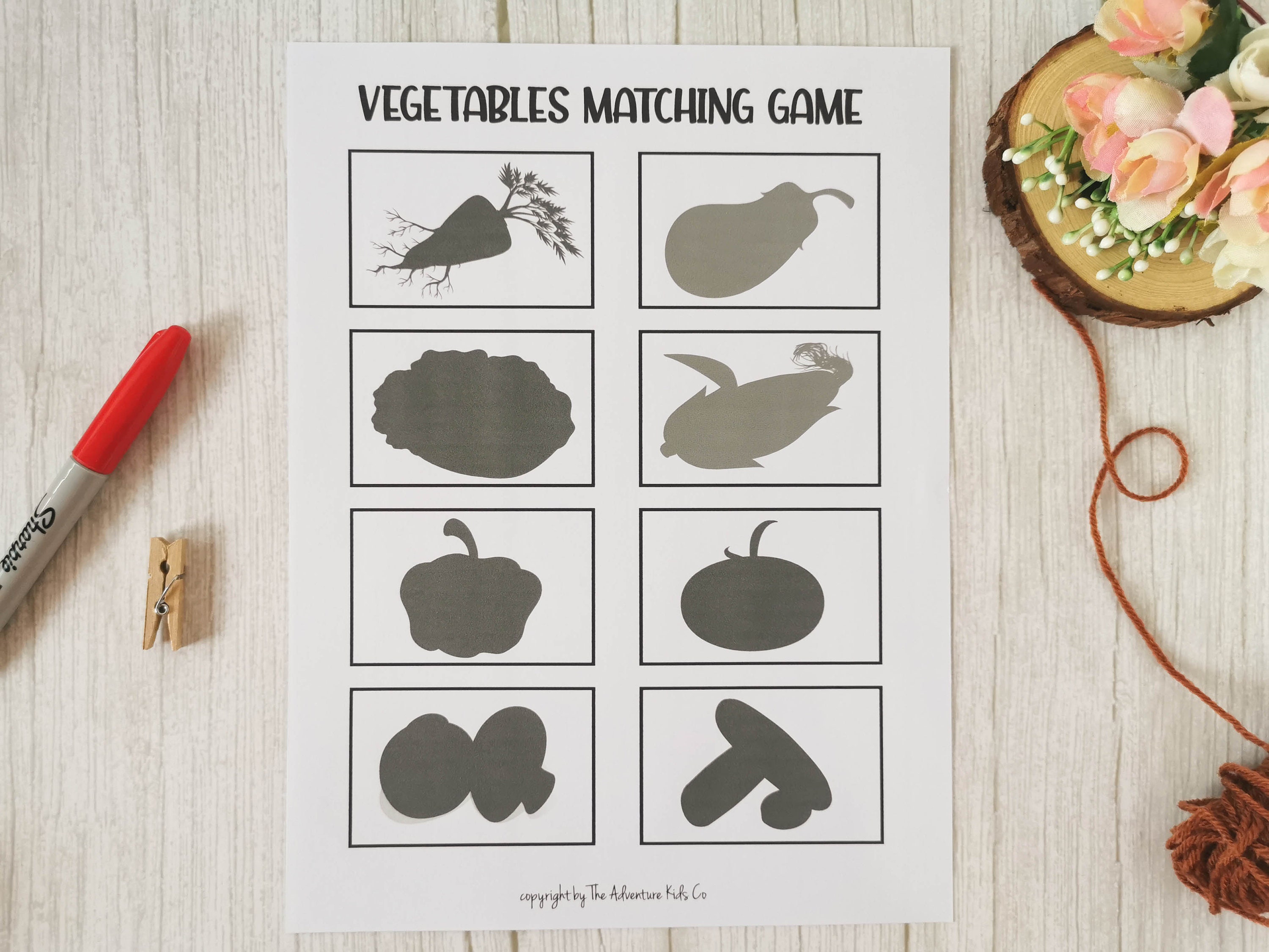Vegetables Matching Game Printable, Match the Vegetables Game ...