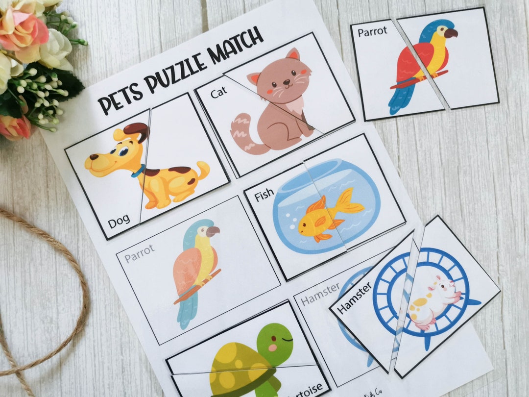 Preschool Busy Book Matching Games, Pet Puzzle Preschool Printables ...