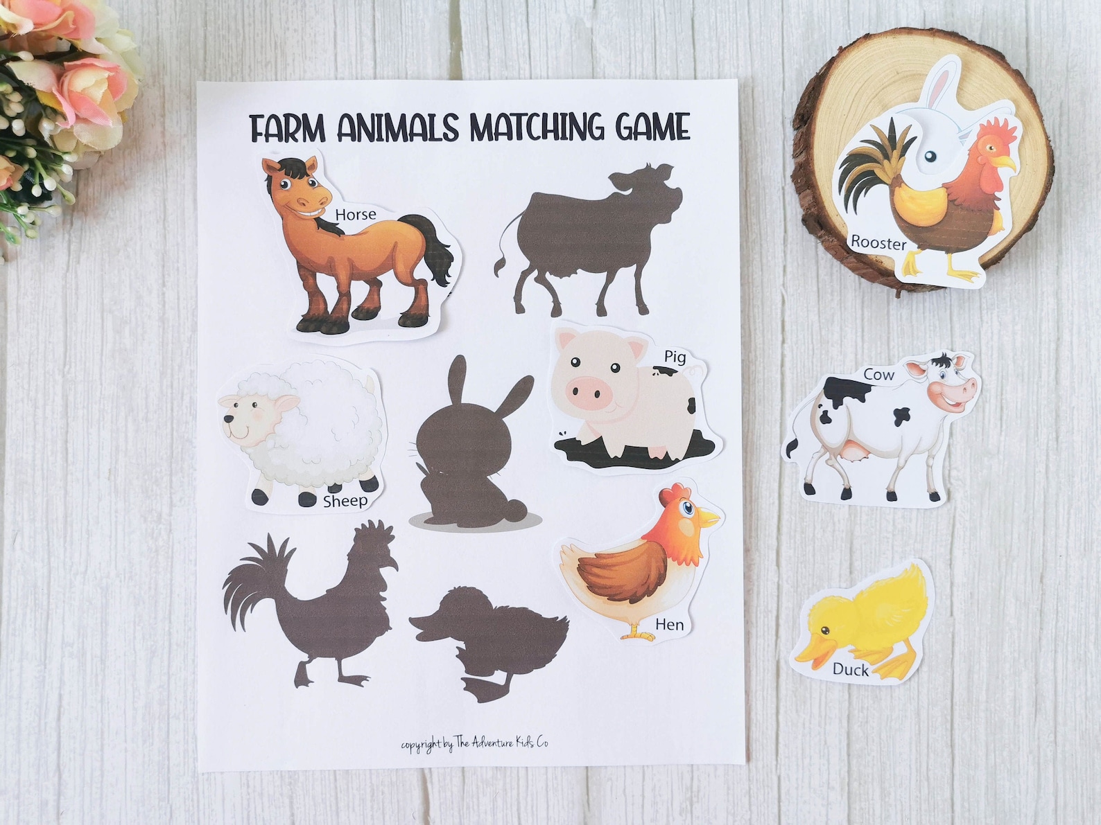 Preschool Farm Animals Matching Game Printable, Match the Farm Animals ...
