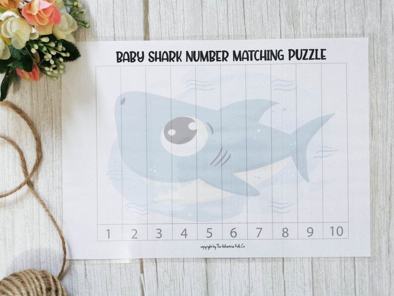 Baby Shark Number Sequence Puzzle, Preschool Number Puzzle Printable ...