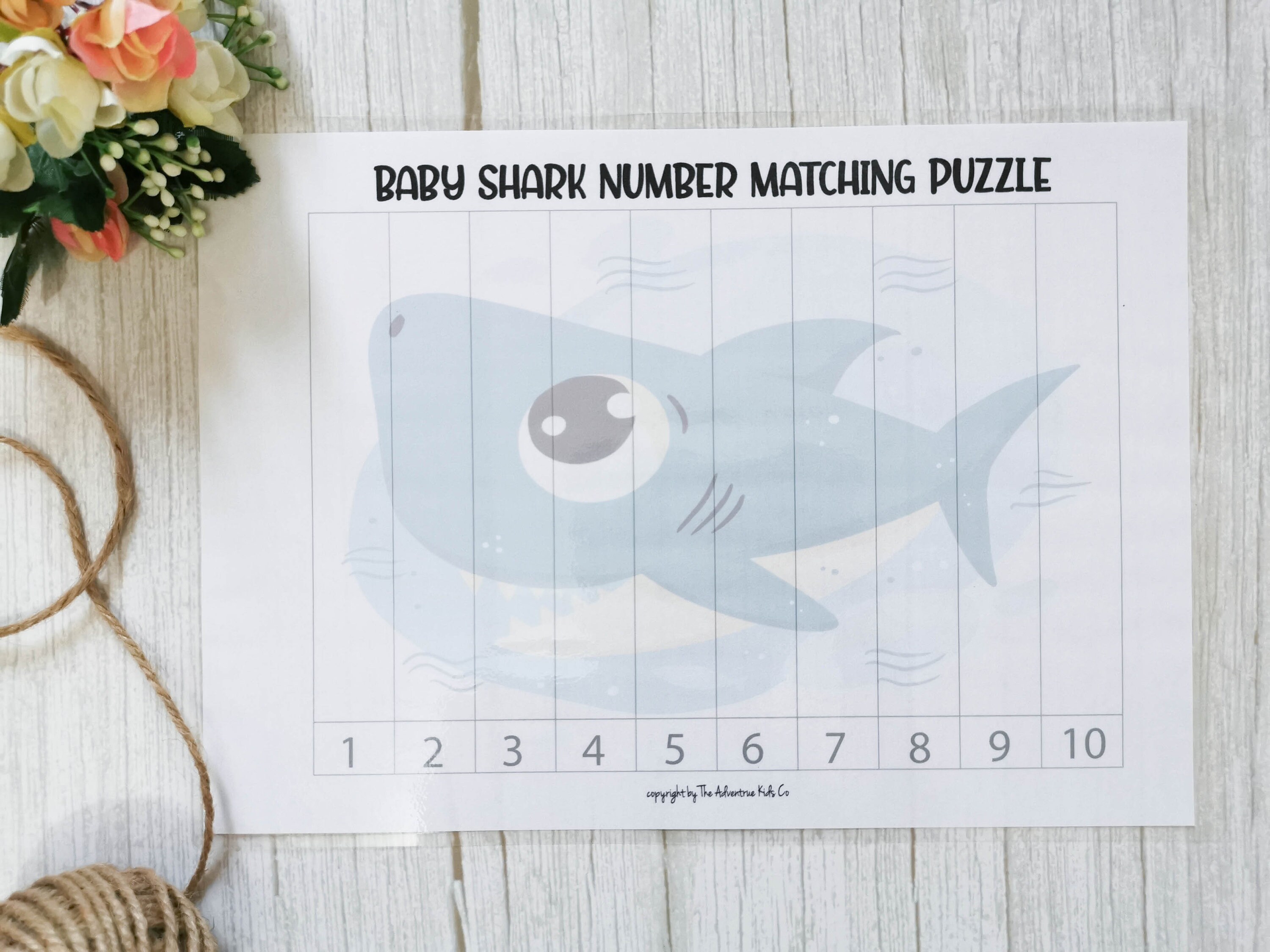Baby Shark Number Sequence Puzzle, Preschool Number Puzzle Printable ...