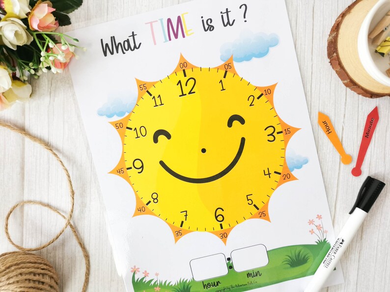 Telling the Time Printables, Nursery Clock Digital Print, Busy Book ...