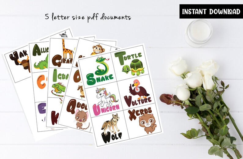 Animal Alphabet Printable Flash Cards, ABC Flash Printable Cards ...