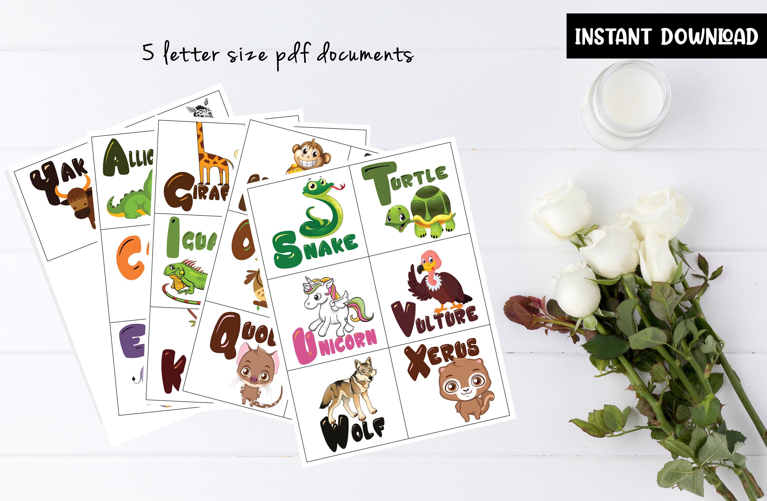 Animal Alphabet Printable Flash Cards, ABC Flash Printable Cards ...