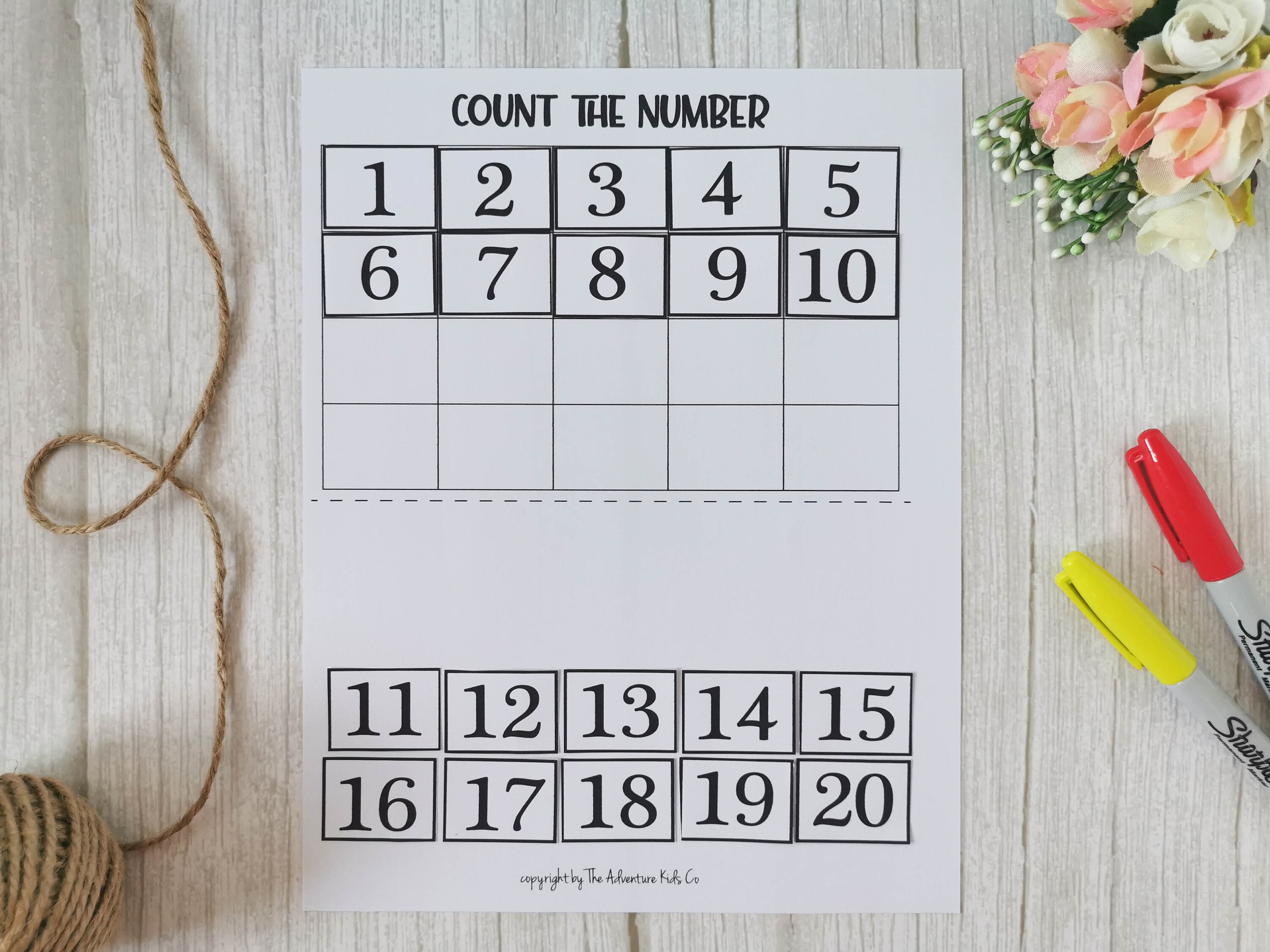 Preschool Number Counting Printable Activity, Count to 20 Printable ...