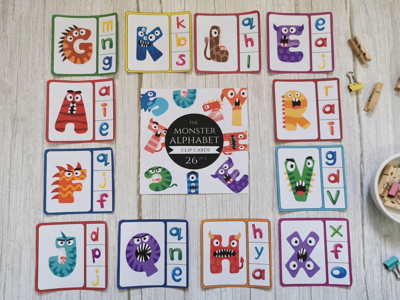 Monster Alphabet Clip Cards Printable, Monster Alphabet Flash Cards ...