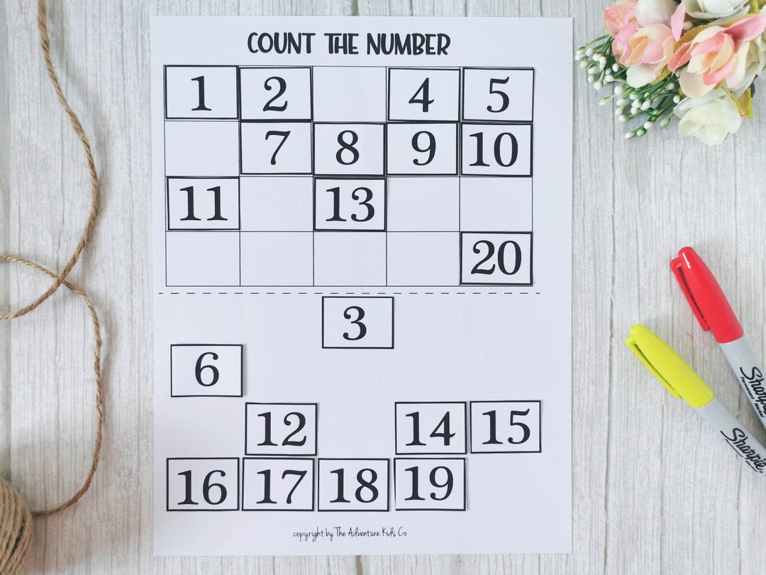 Preschool Number Counting Printable Activity, Count to 20 Printable ...