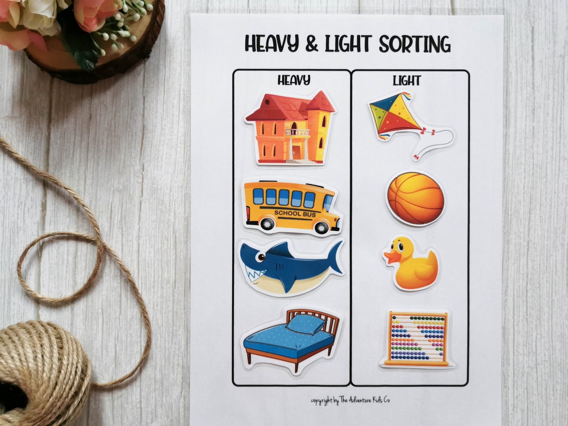 Weight Sorting Printable Worksheets, Sort by Weight Printable Game ...