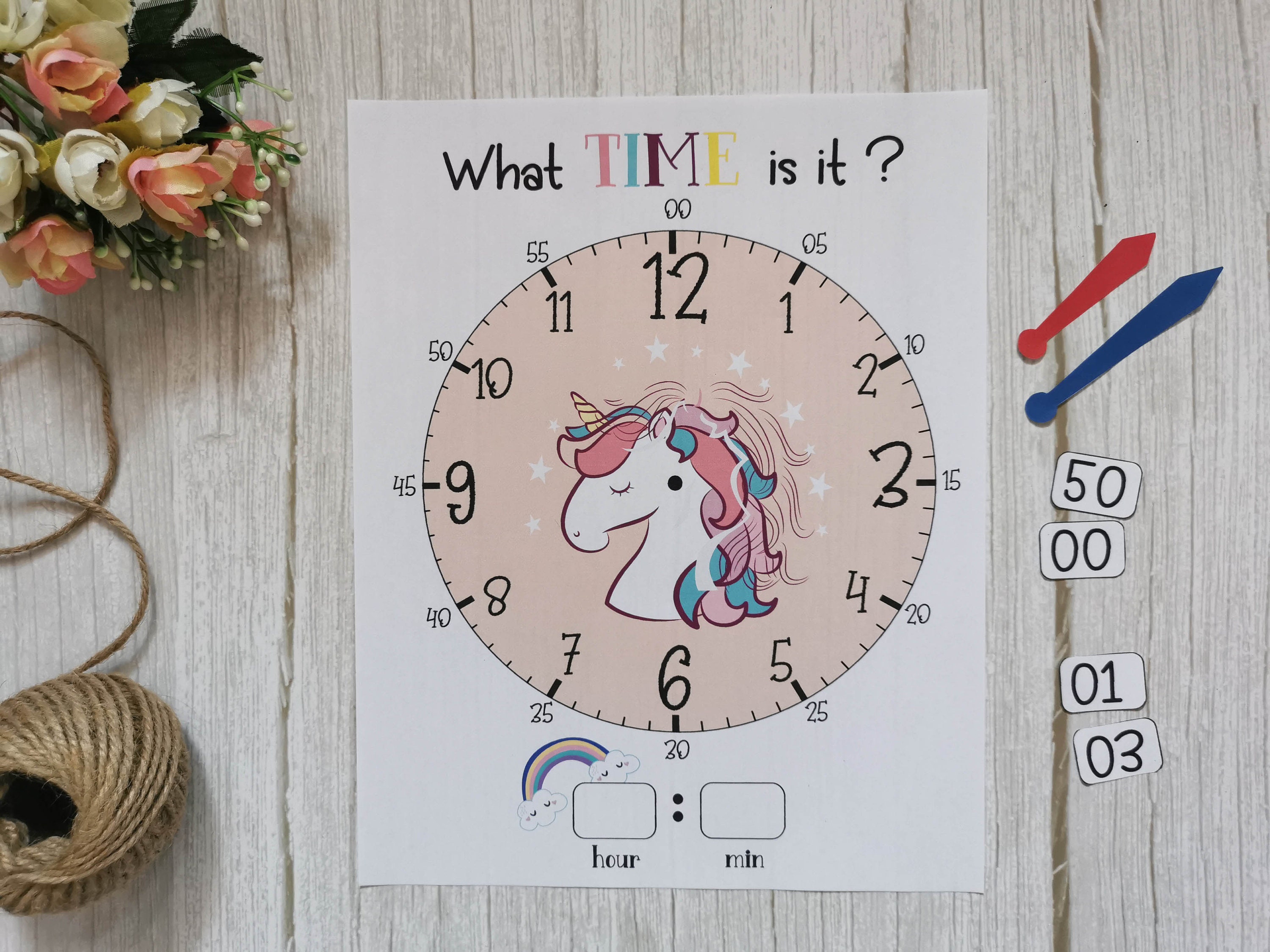 Printable Clock for Preschool, Telling the Time, Clock Learning ...
