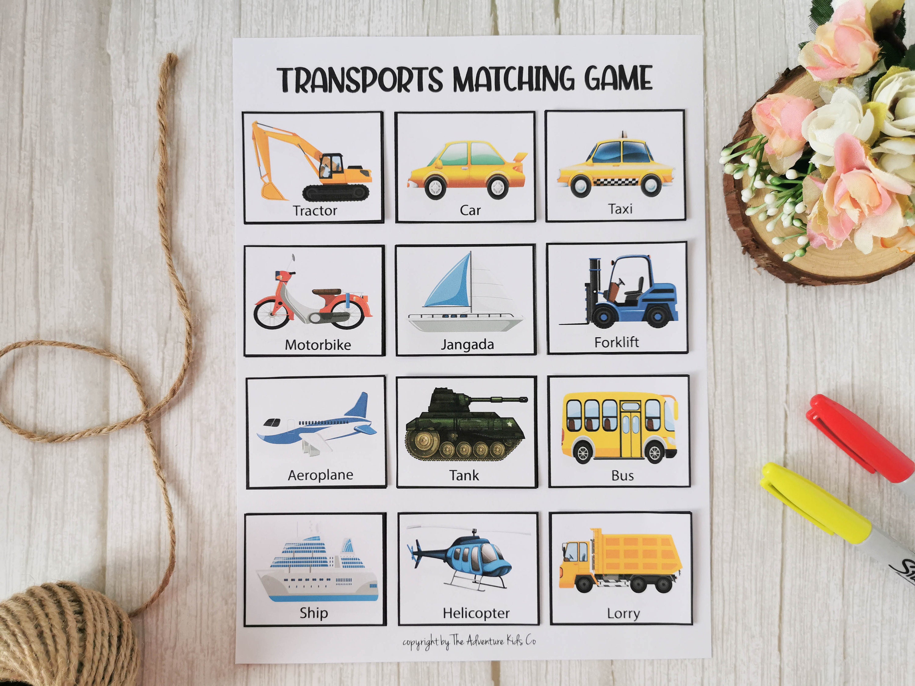 Preschool Printable Activity, Preschool Transports Matching Game ...